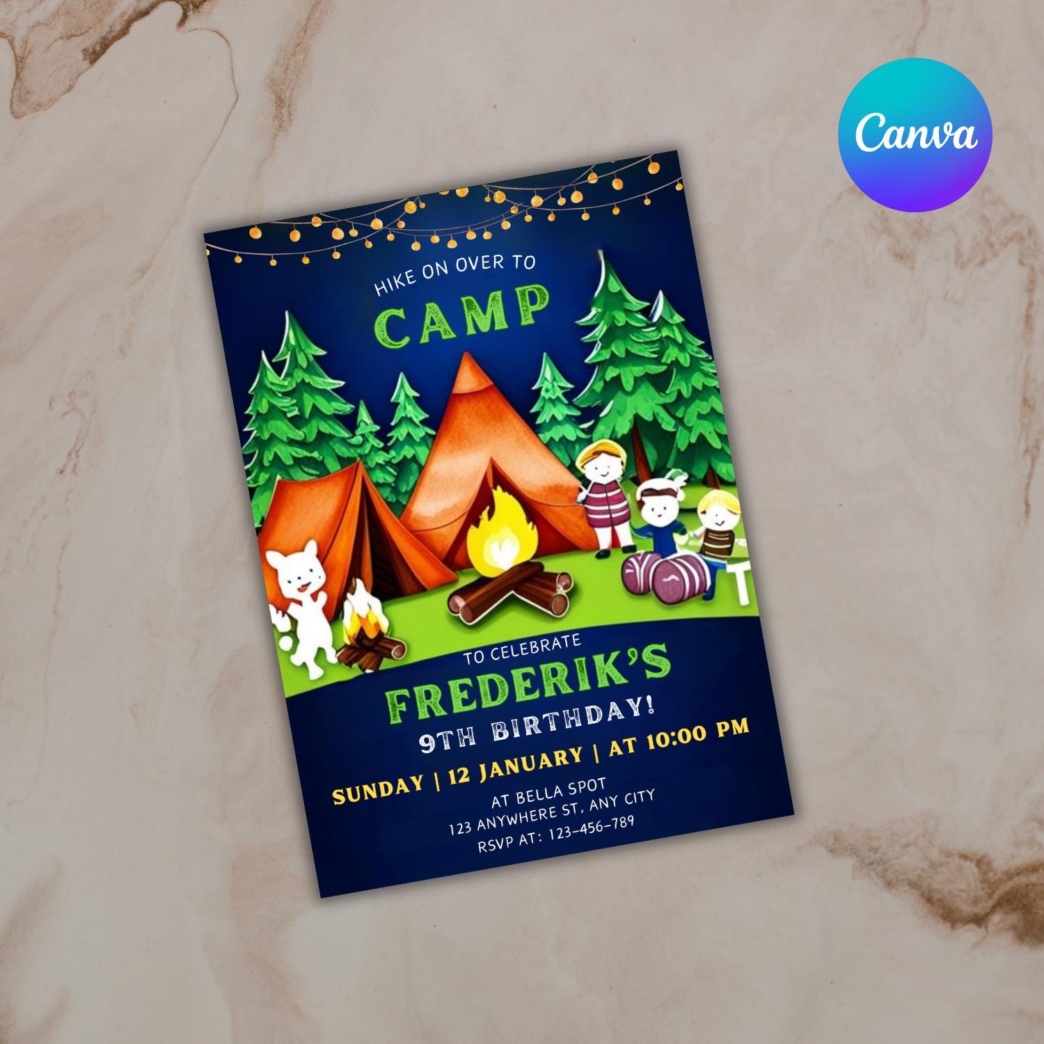 Camping Birthday Invitation, Backyard Camping Invite, Campfire Party ...