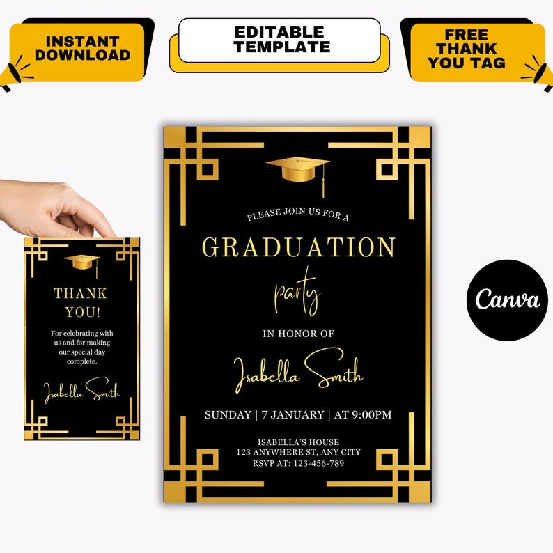 Graduation Party Invitation Template, Graduation Announcement ...