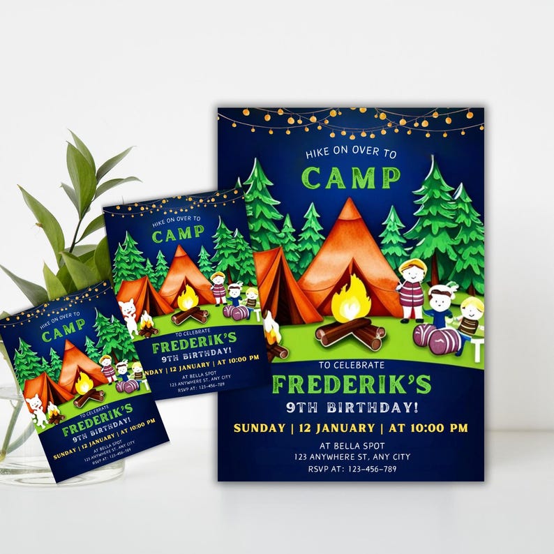 Camping Birthday Invitation, Backyard Camping Invite, Campfire Party ...
