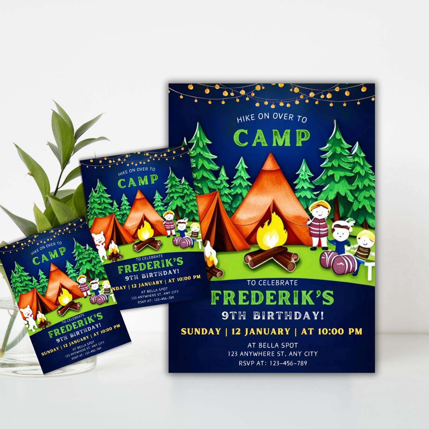 Camping Birthday Invitation, Backyard Camping Invite, Campfire Party ...