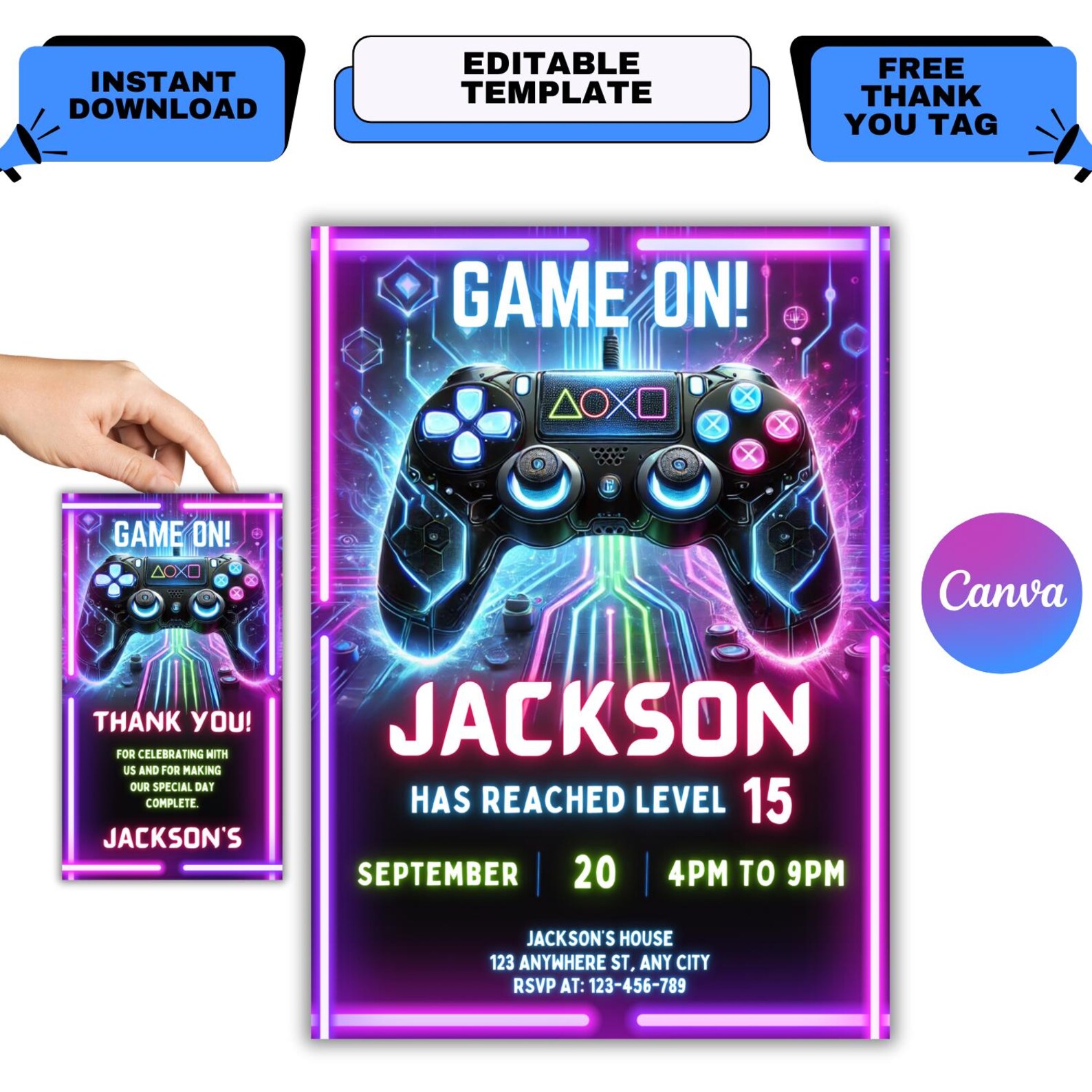 Video Game Party Invitation, Level up Birthday Invite, Video Game ...