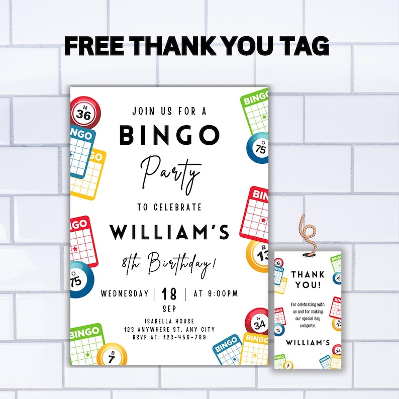 Bingo Birthday Party Invitation, Game Night Invite (digital Download ...