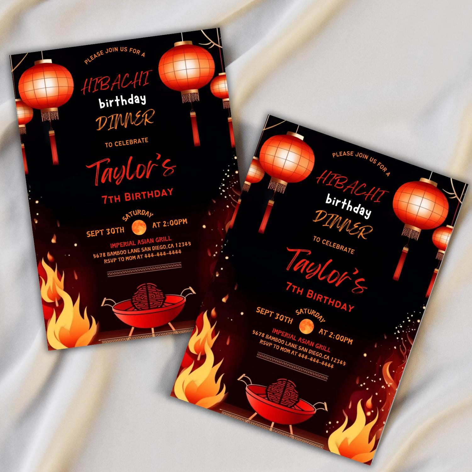 Hibachi Birthday Dinner Invitation, Hibachi Party Invite, Hibachi ...
