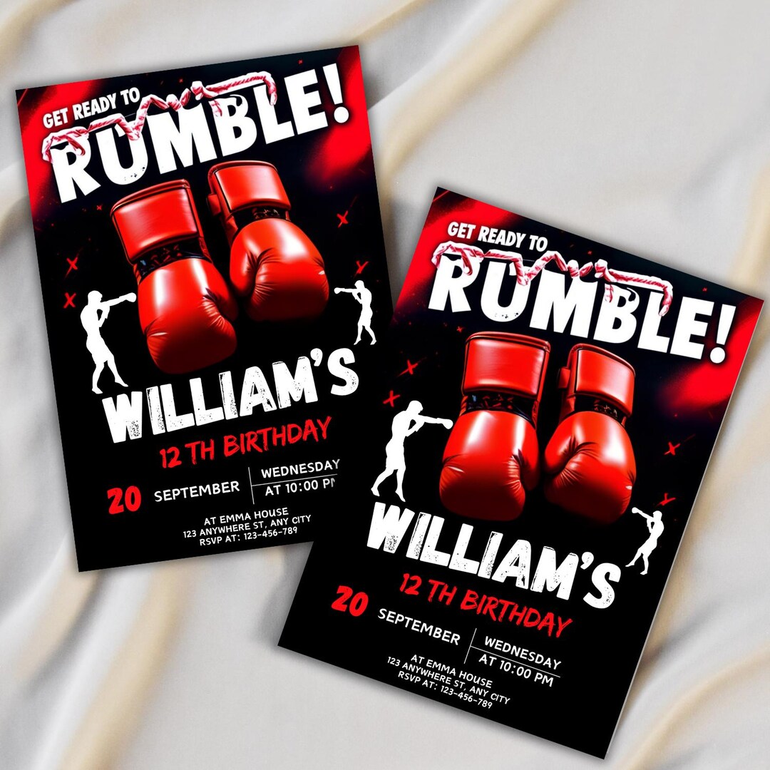 Boxing Birthday Invitation, Boxing Invite, Fight Invitation, Boxing ...
