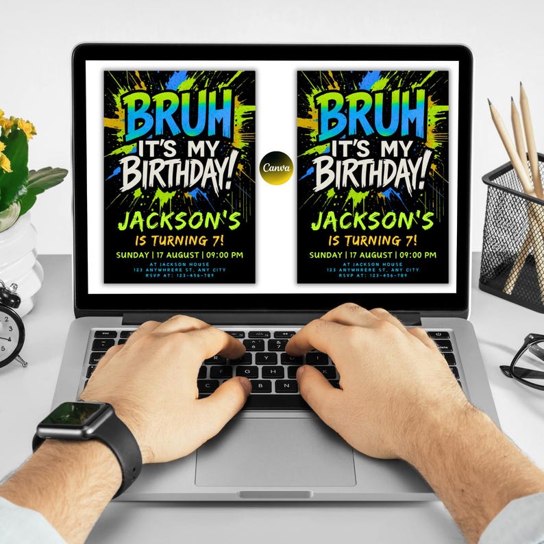 Bruh Birthday Invitation Template, Teen Party Invite (digital Download ...