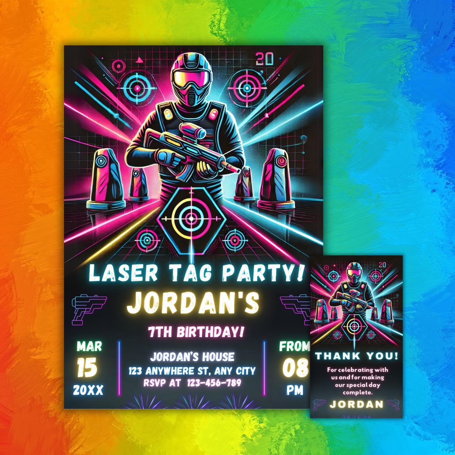 Editable Laser Tag Birthday Invitation, Laser Tag Party Invite Template ...