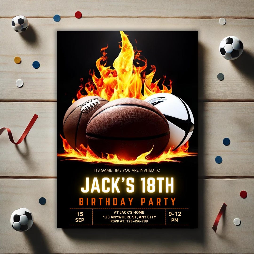 Editable All-star Sports Birthday Invitation (digital) - Etsy