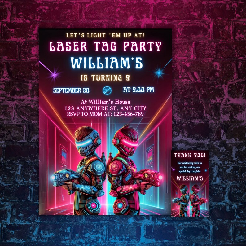 Editable Laser Tag Birthday Party Invitation, Laser Game Birthday ...