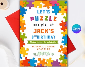 Puzzle Birthday Invitation, Game Time Party Invite, Kids Puzzles Games ...
