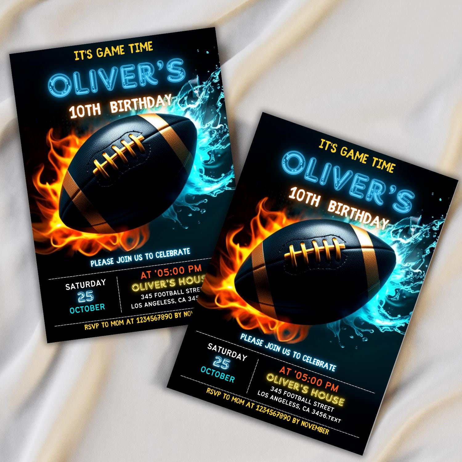 Football Birthday Invitation, Sports Party Invite, Digital Football ...