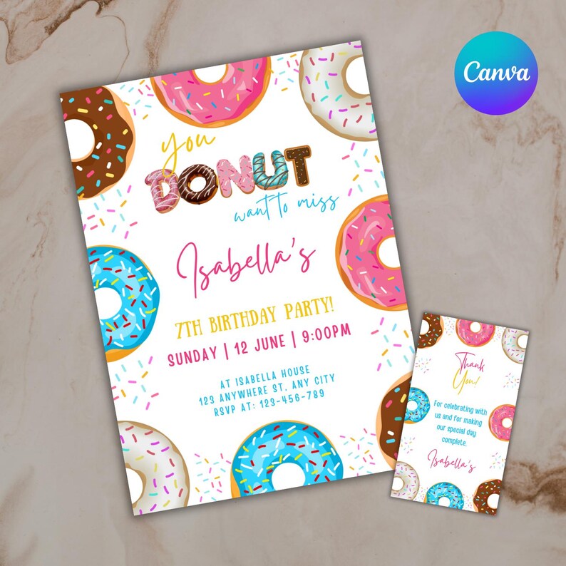Donut Invitation, Donut Birthday Invite, Donut Sweet Celebration, Donut ...