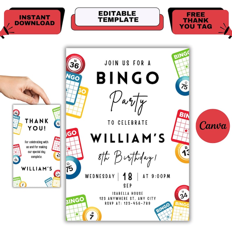 Bingo Birthday Invitation, Family Game Night Invite, Bingo Night ...