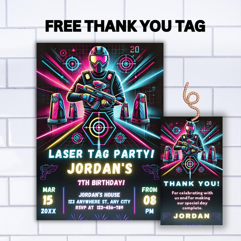 Editable Laser Tag Birthday Invitation, Laser Tag Party Invite Template ...