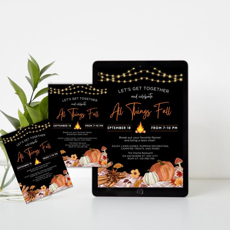 Editable Fall Party Invitation, Fall Harvest Party, Fall Event Flyer ...