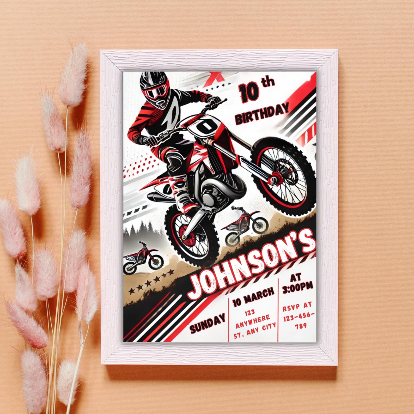 Editable Dirt Bike Birthday Invitation, Motocross Invitation, Dirt Bike ...