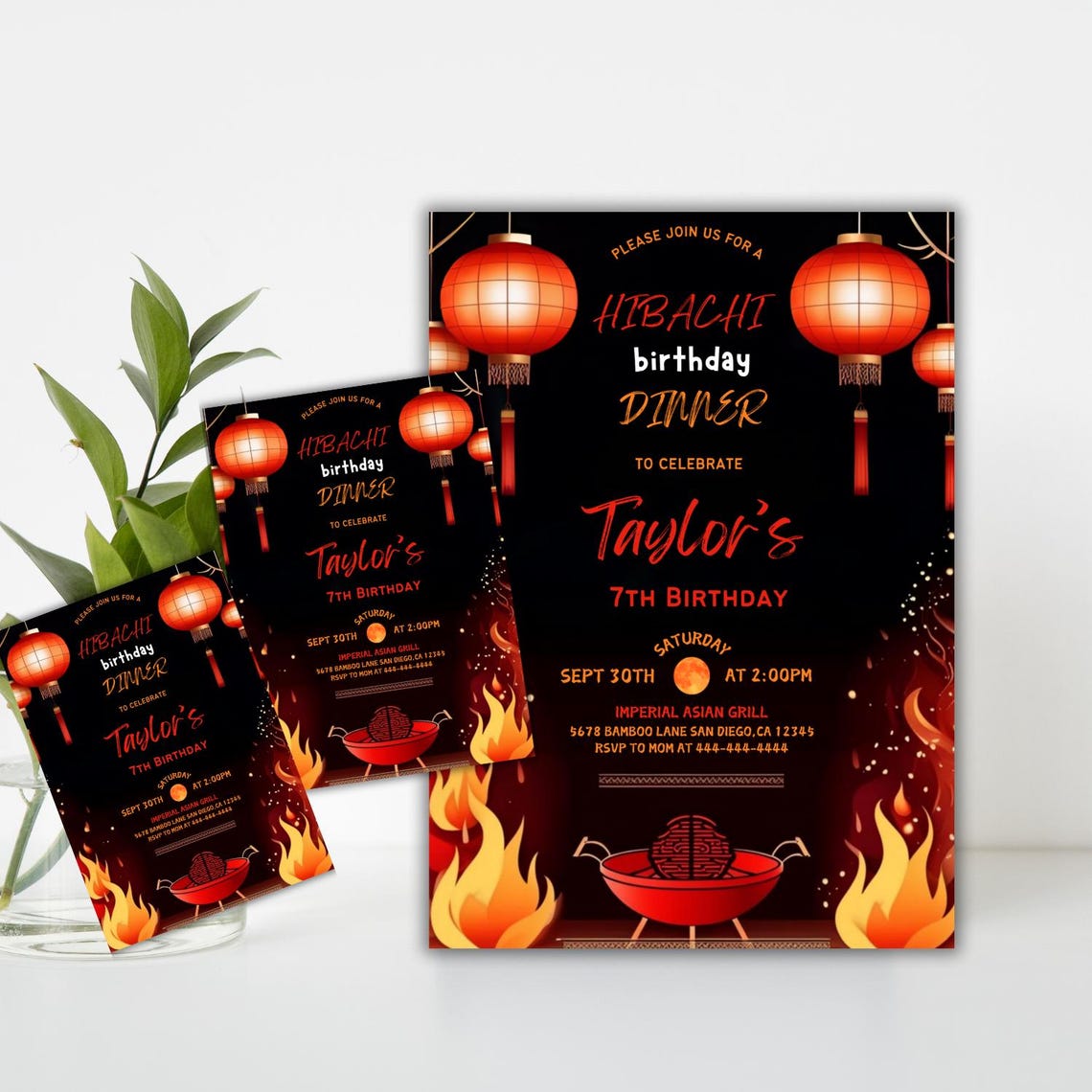 Hibachi Birthday Dinner Invitation, Hibachi Party Invite, Hibachi ...
