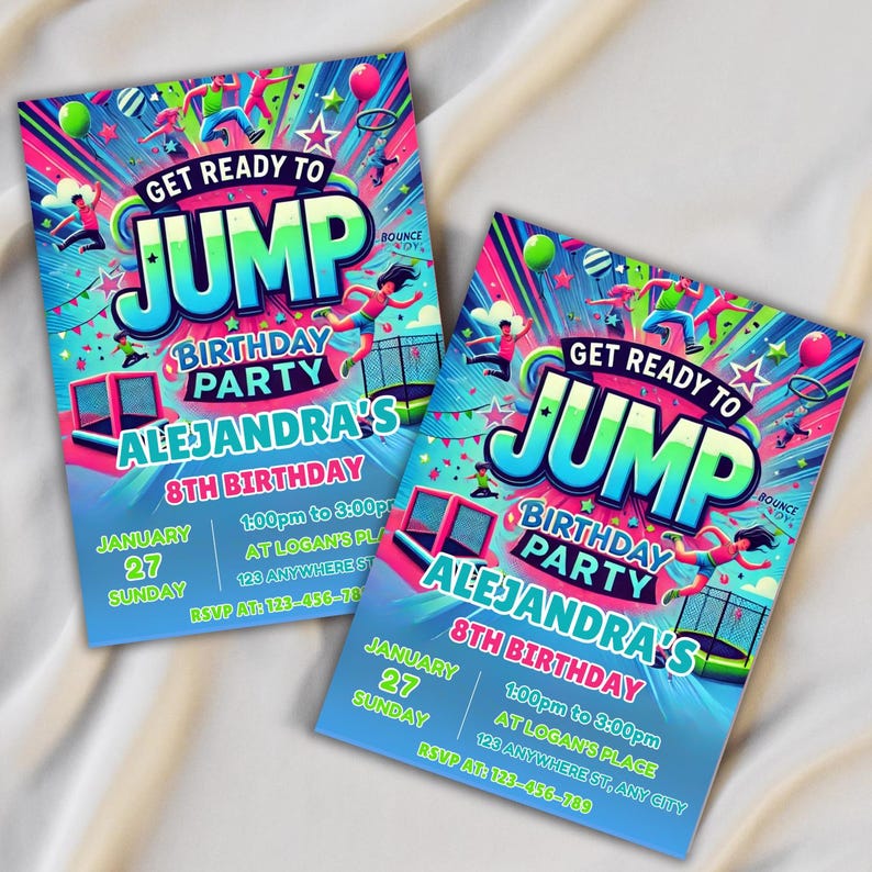Jump Birthday Invitation, Jump Invite, Trampoline Party, Teen Jump ...