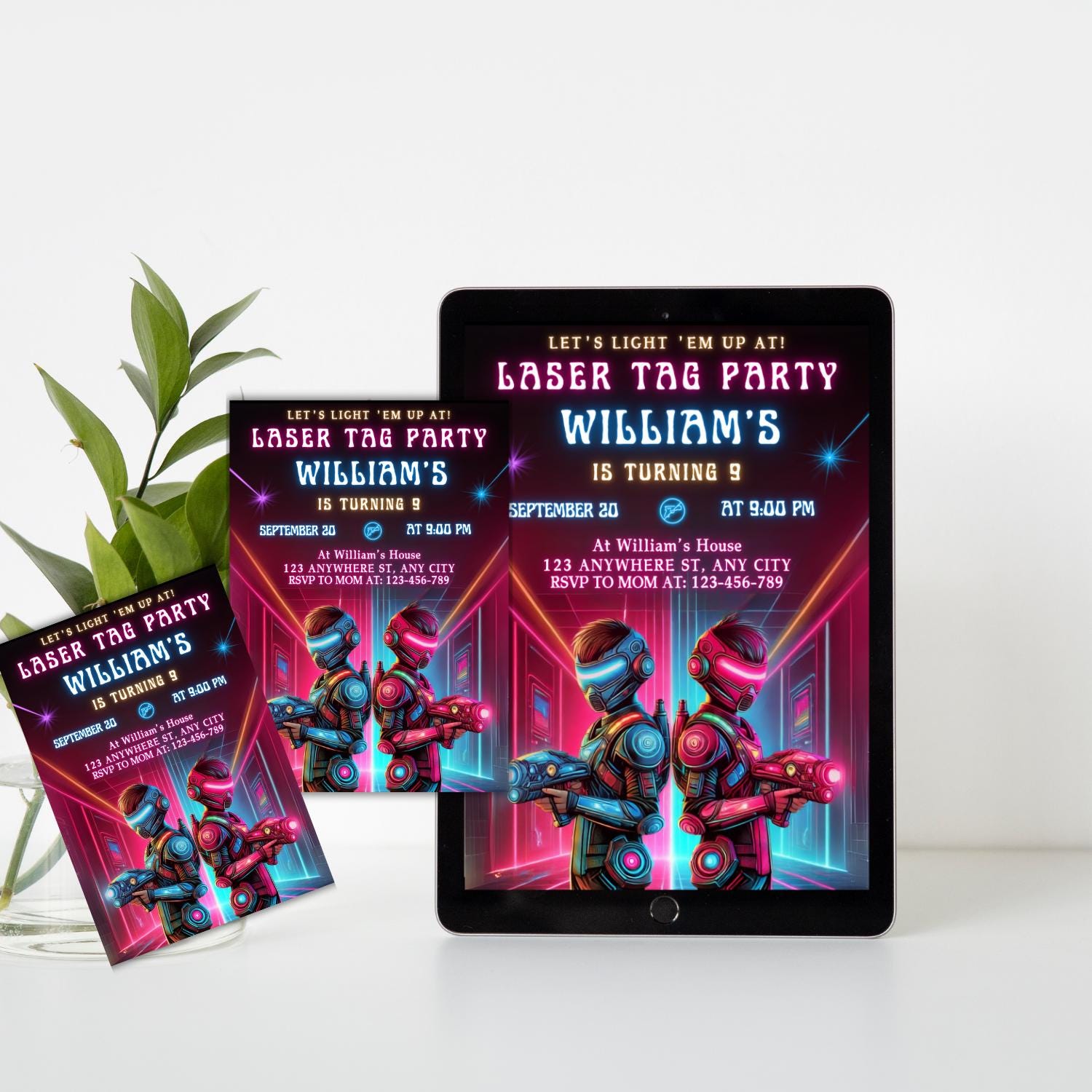Editable Laser Tag Birthday Party Invitation, Laser Game Birthday ...