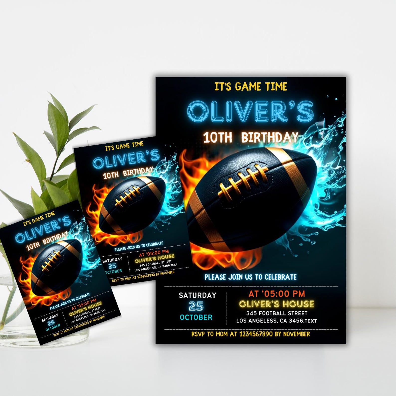 Football Birthday Invitation, Sports Party Invite, Digital Football ...