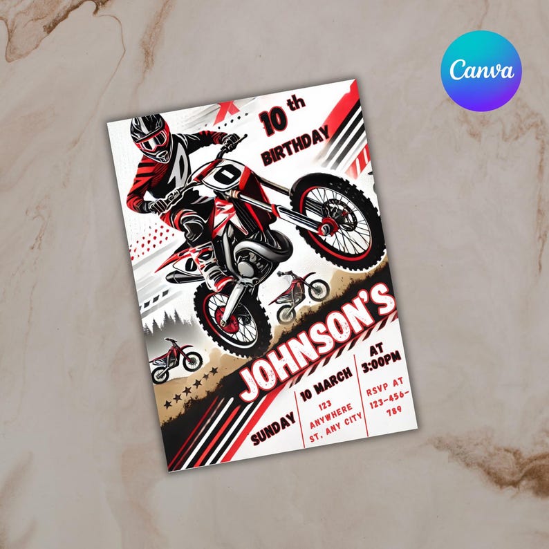 Editable Dirt Bike Birthday Invitation, Motocross Invitation, Dirt Bike ...