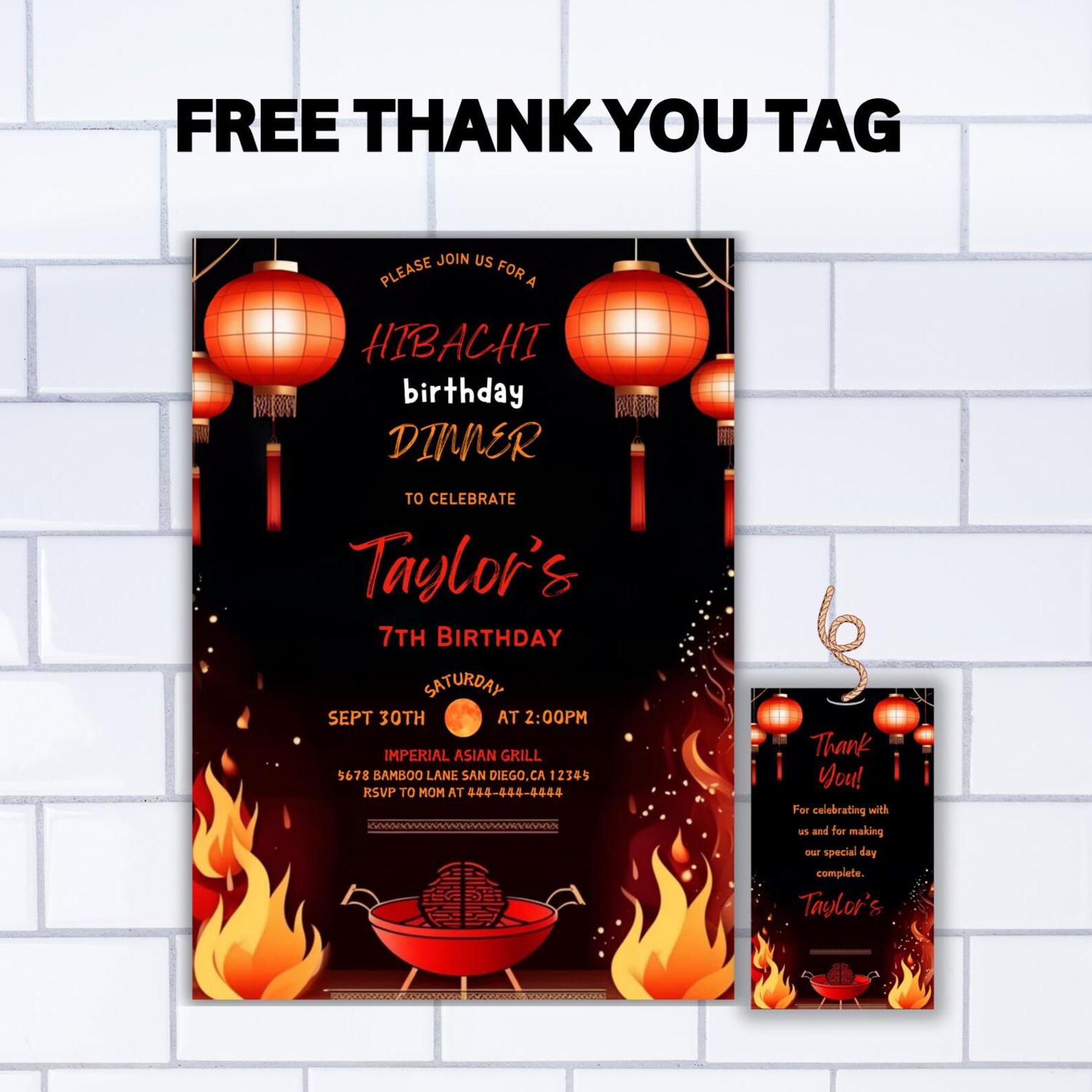 Hibachi Birthday Dinner Invitation, Hibachi Party Invite, Hibachi ...