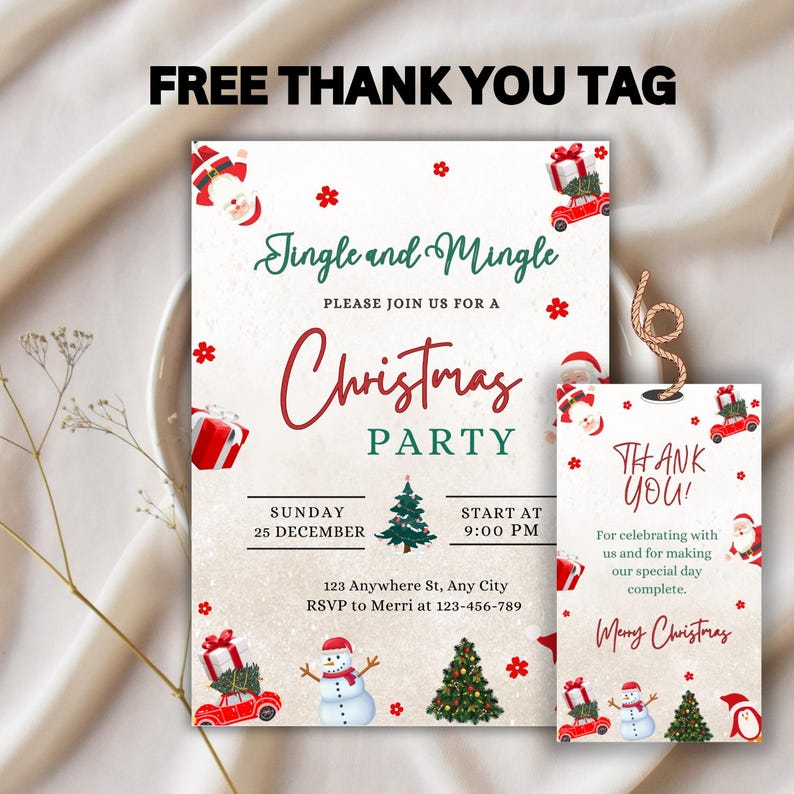 Editable Christmas Party Invitation, Jingle & Mingle (canva Template ...