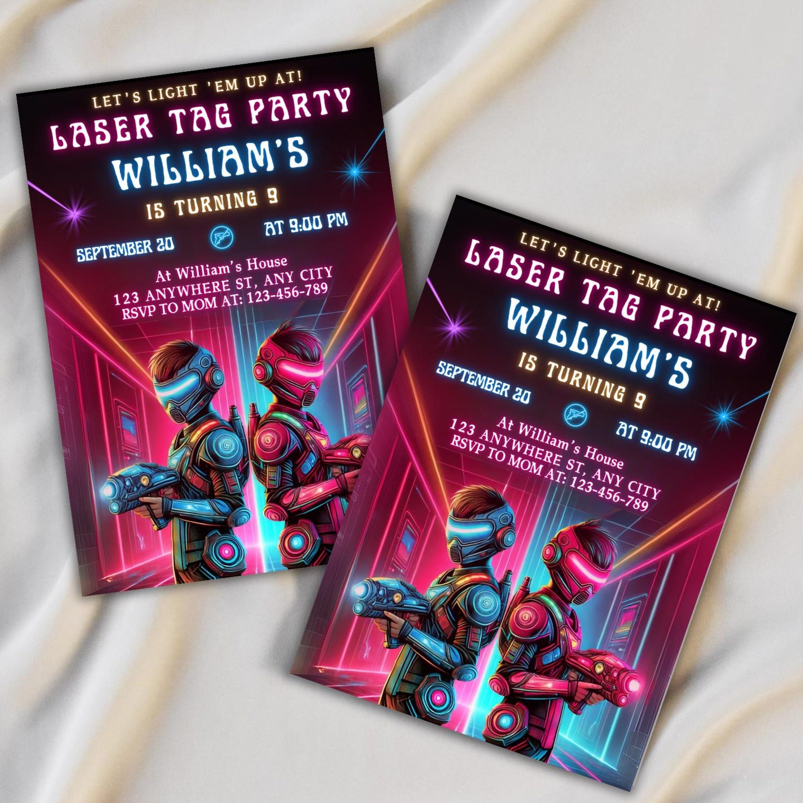 Editable Laser Tag Birthday Party Invitation, Laser Game Birthday ...