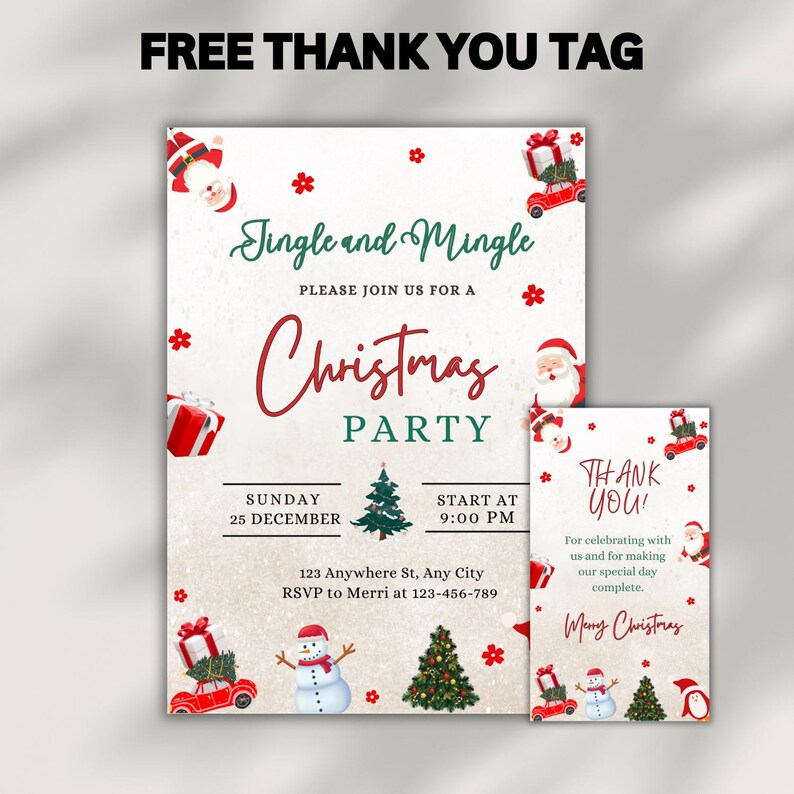 Editable Christmas Party Invitation, Jingle & Mingle (canva Template ...