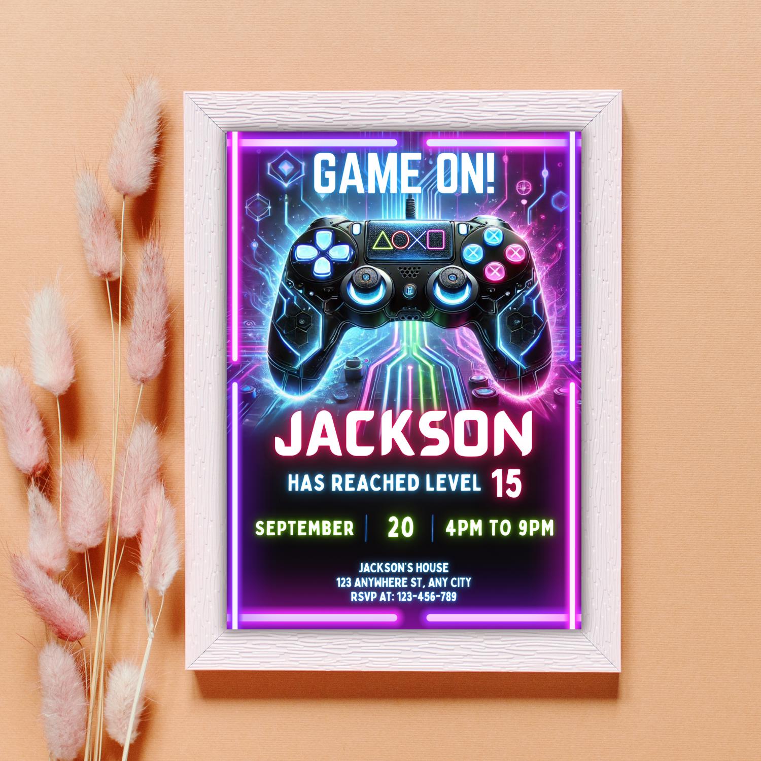 Video Game Party Invitation, Level up Birthday Invite, Video Game ...