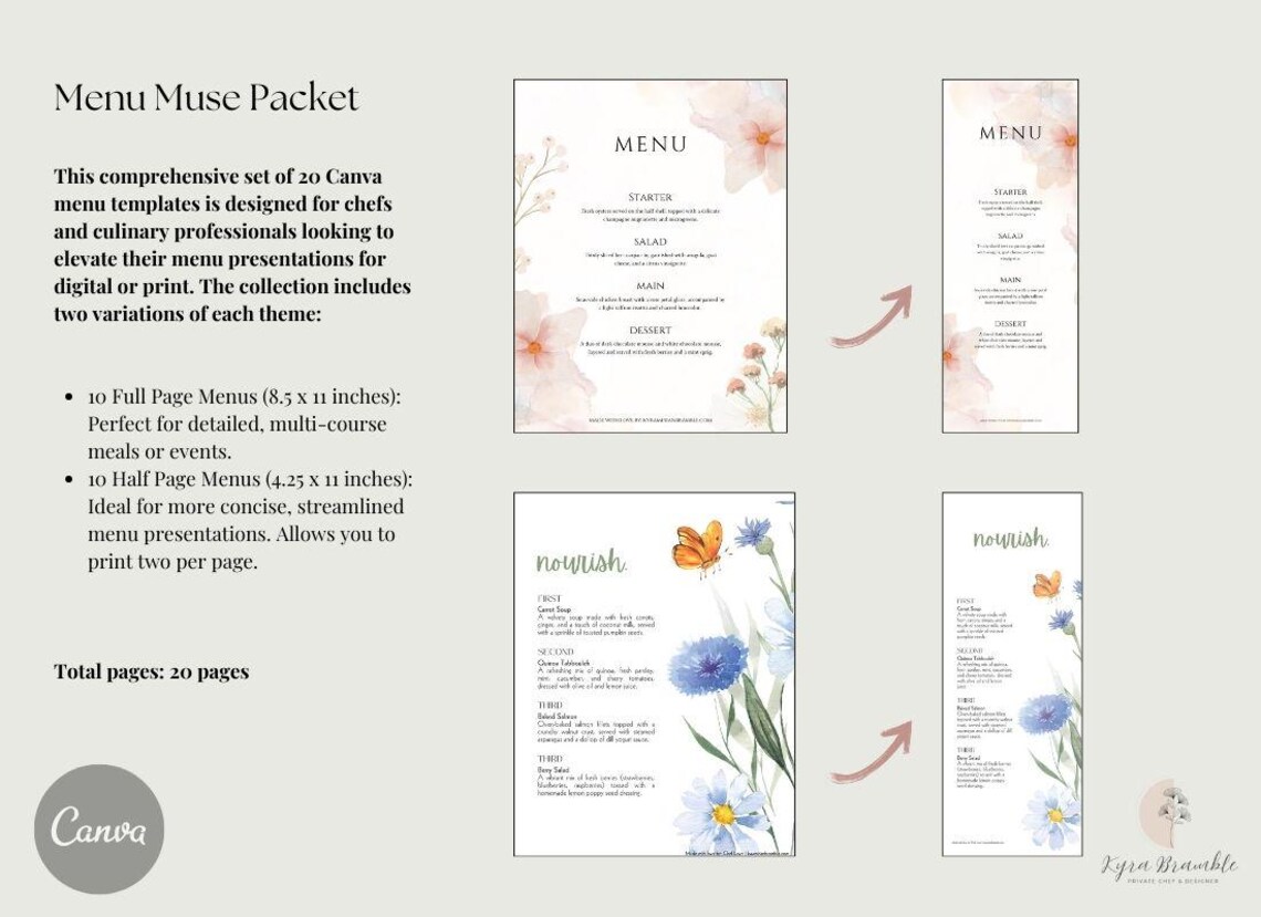Menu Muse: Printable Canva Menu Templates for Chefs - Etsy