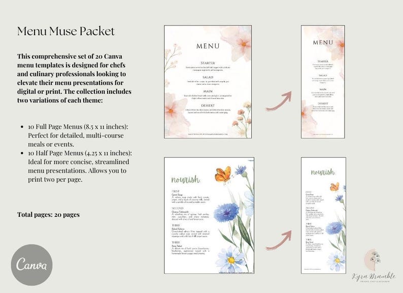 Menu Muse: Printable Canva Menu Templates for Chefs - Etsy