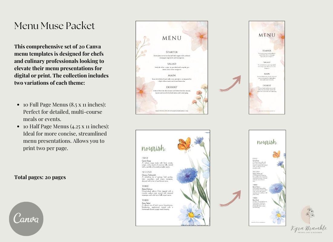 Menu Muse: Printable Canva Menu Templates for Chefs - Etsy