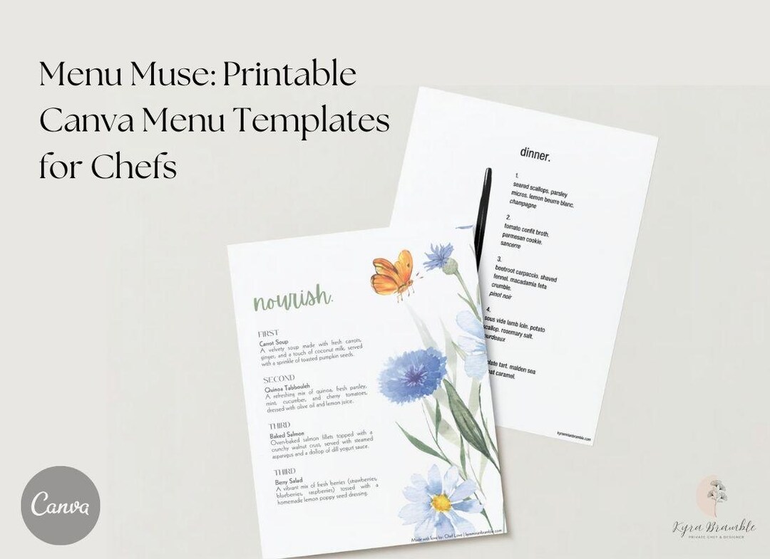 Menu Muse: Printable Canva Menu Templates for Chefs - Etsy