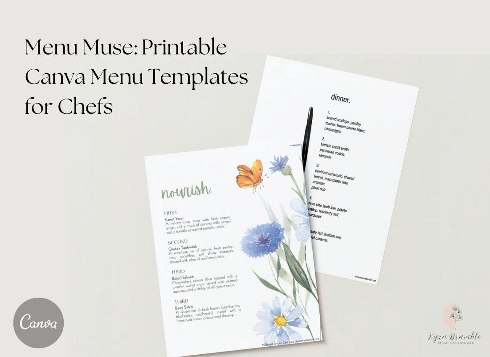 Menu Muse: Printable Canva Menu Templates for Chefs - Etsy