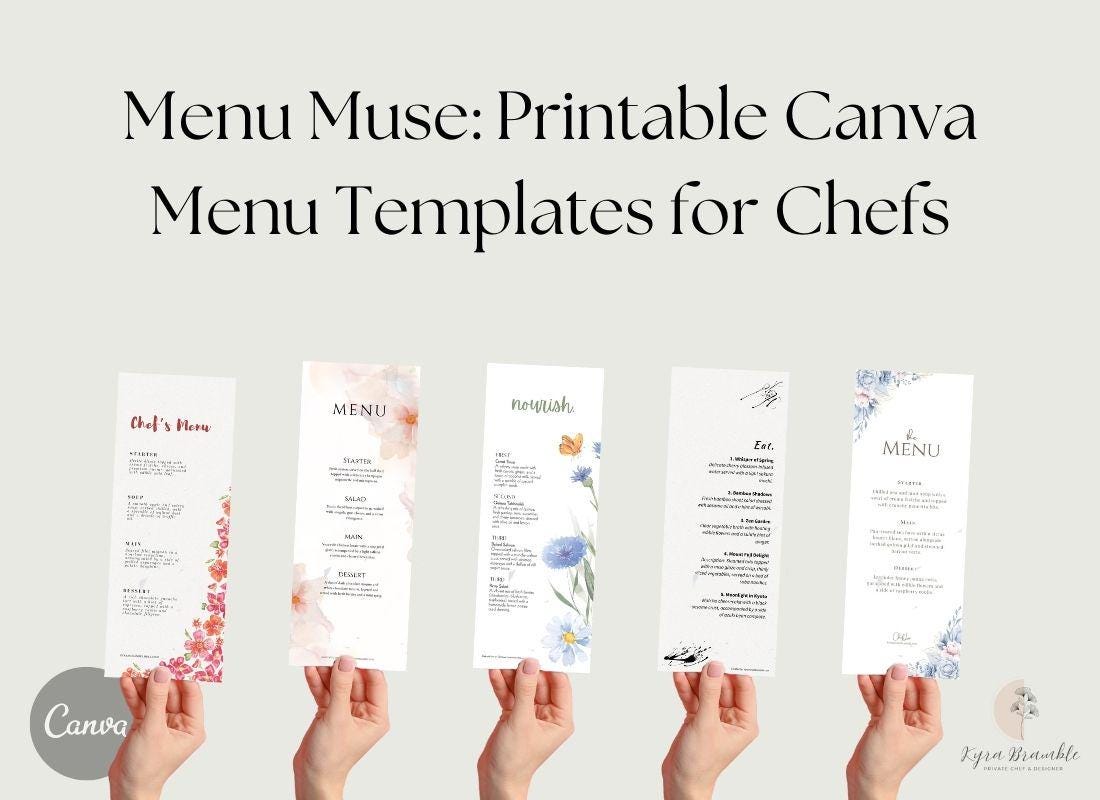 Menu Muse: Printable Canva Menu Templates for Chefs - Etsy