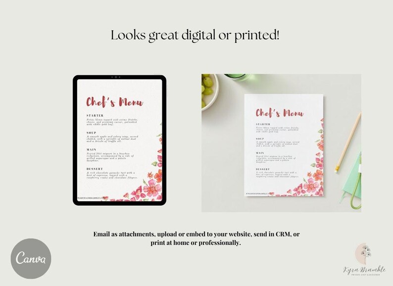 Menu Muse: Printable Canva Menu Templates for Chefs - Etsy