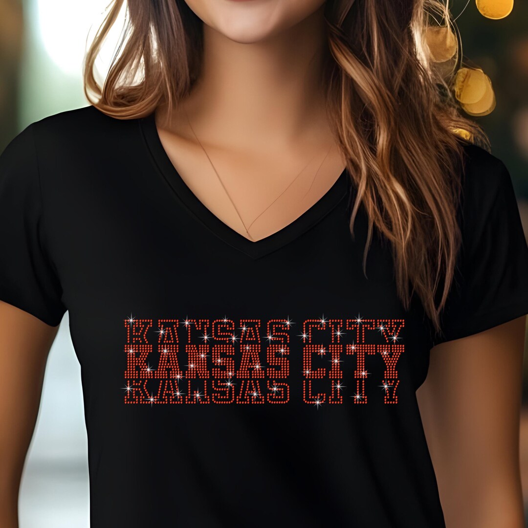 Kansas City Rhinestone Football Shirt: Game Day Fan Tee - Etsy