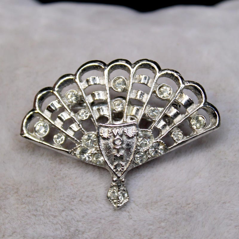 Vintage Fan Brooch Silver - Etsy