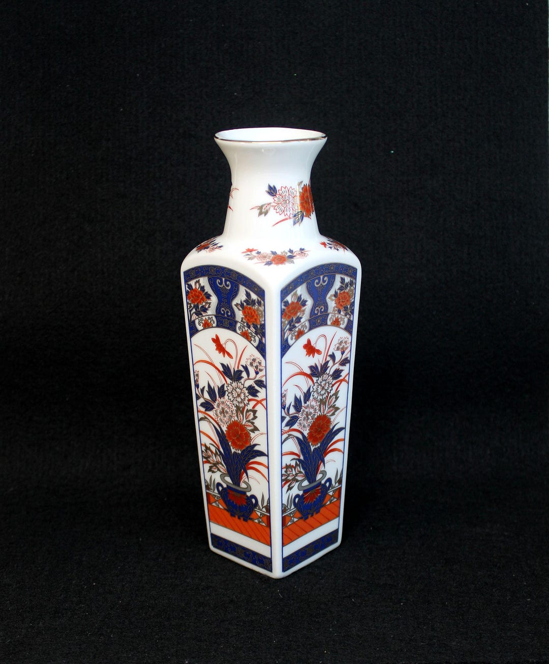 Vintage Artmark Japan 7.75" Gold Gilded Porcelain Vase With Floral ...
