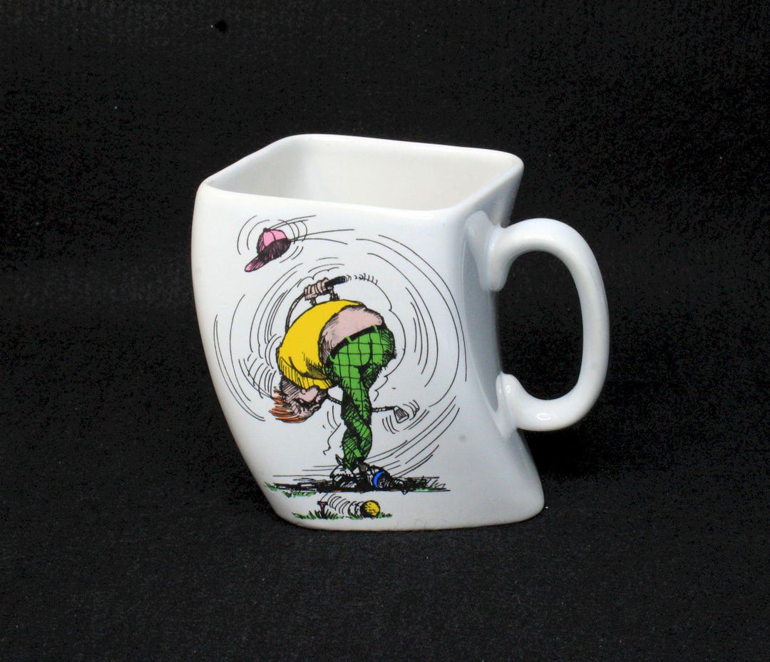 Vintage Golf Over Swing Twisted Shaped Ceramic Coffee Mug by Golf Gifts ...