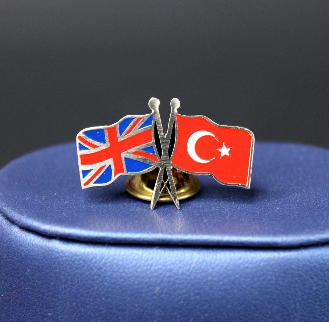 British Turkish Crossed Flags Friendship Lapel Pin United Kingdom ...