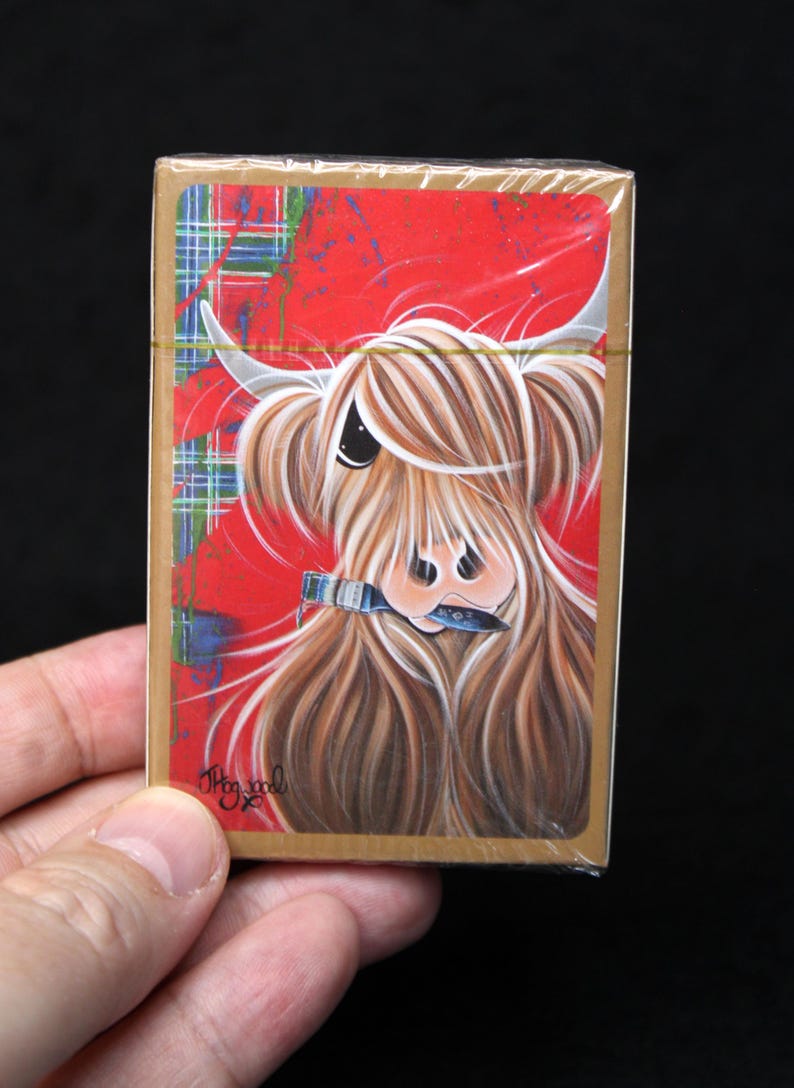 Scottish Highland Cow Playing Cards: Souvenir Deck, Plaid Design - Etsy