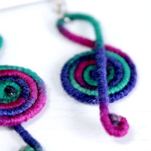 Handmade Colorful Yarn Wrapped Wire Musical Clef Earrings - Etsy