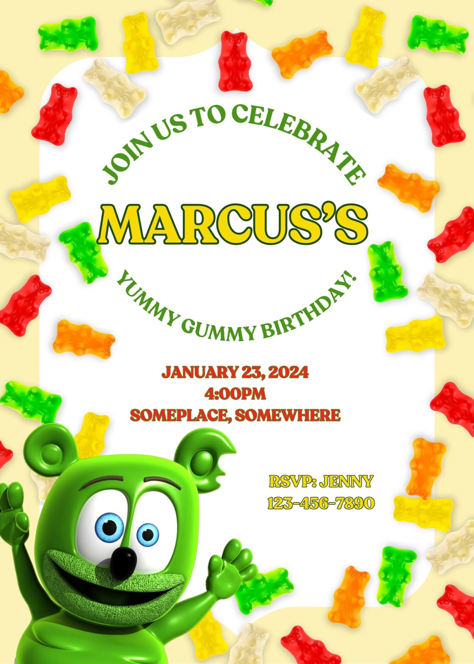 Gummy Bear Birthday Invitation | Digital Candy-themed Party Invite ...