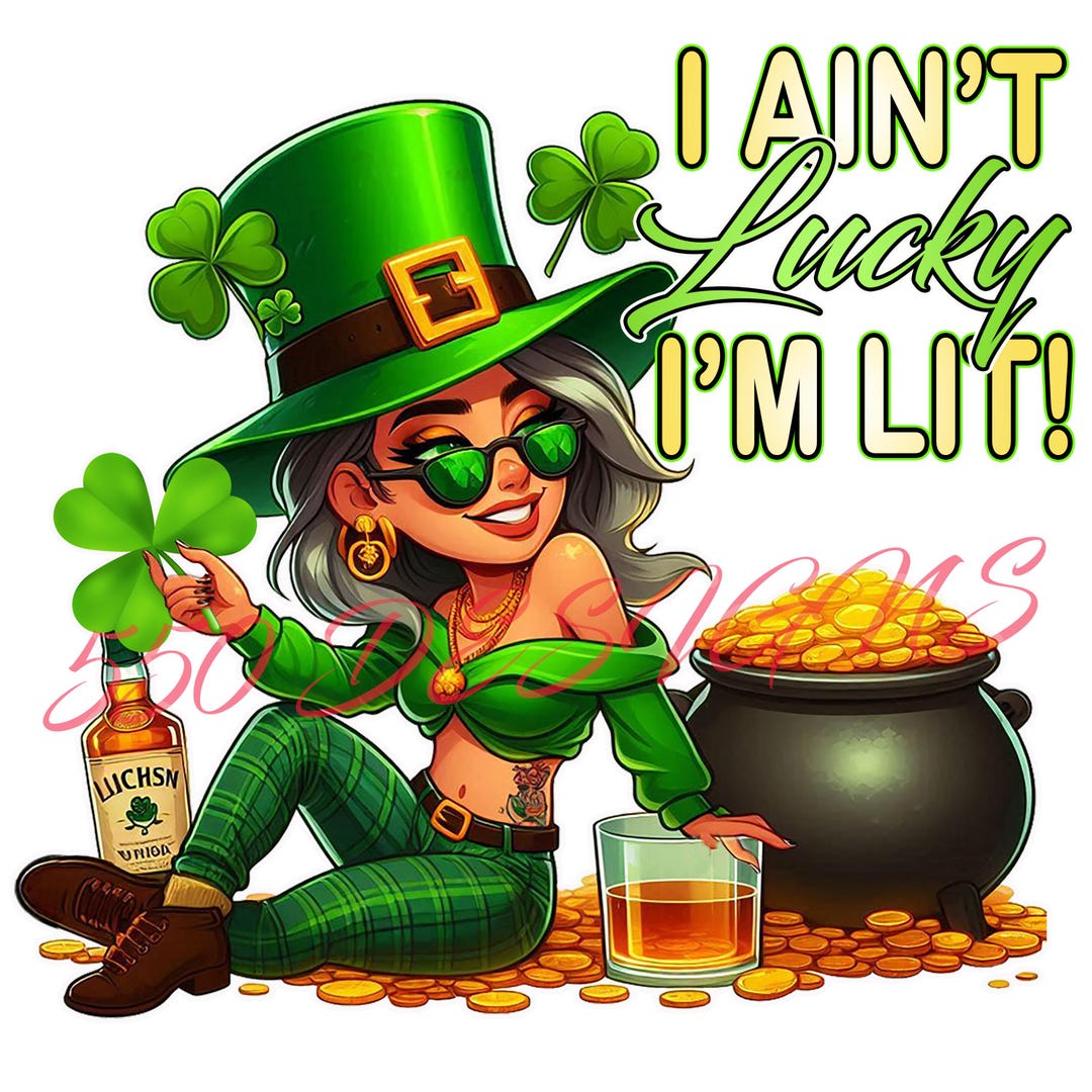 St Patrick's Day Tee, I Ain't Lucky I'm Lit, Shamrock T-shirt, Green ...