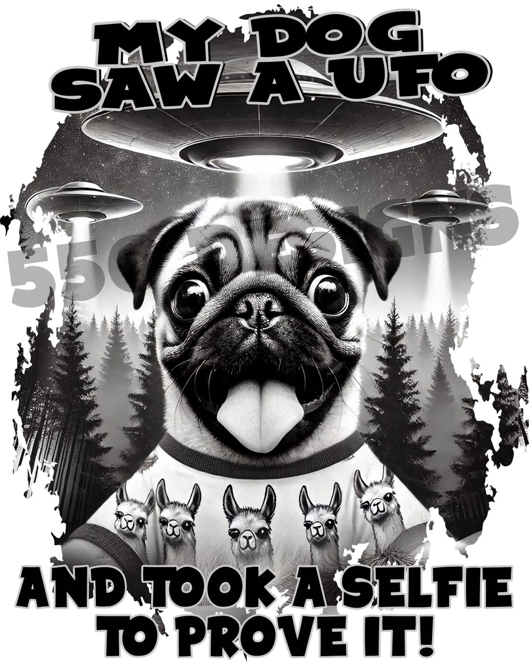 UFO Animal Pug T-shirt, Funny Dog Tee, Space Alien Shirt ...