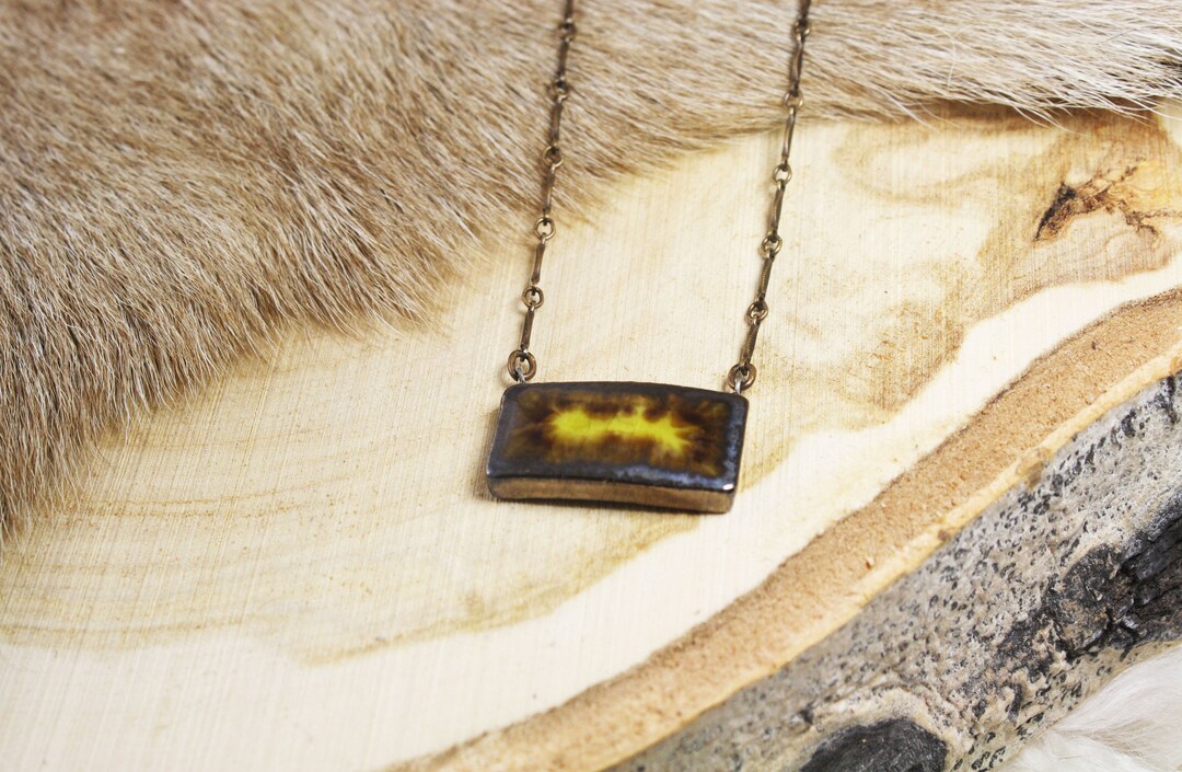 Sunny Small Ceramic Rectangle Necklace - Etsy