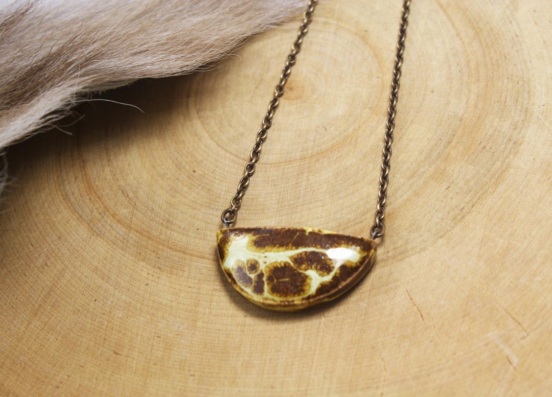 Animal Print Ceramic Half-moon Necklace - Etsy