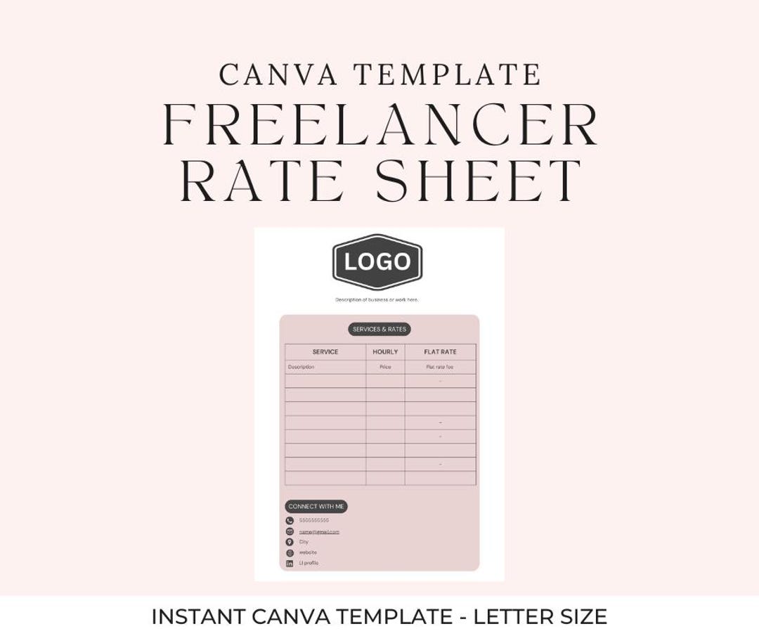 Freelancer Small Business Rate Sheet - Etsy