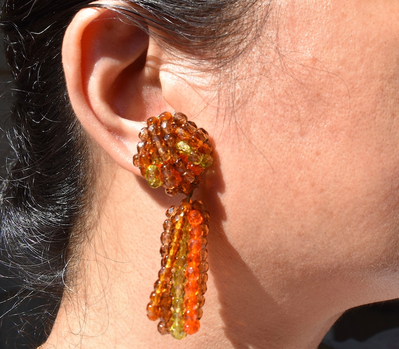 Amazing Judith Mccann Wing Back Wingback Earrings Fall Colors Crystal ...
